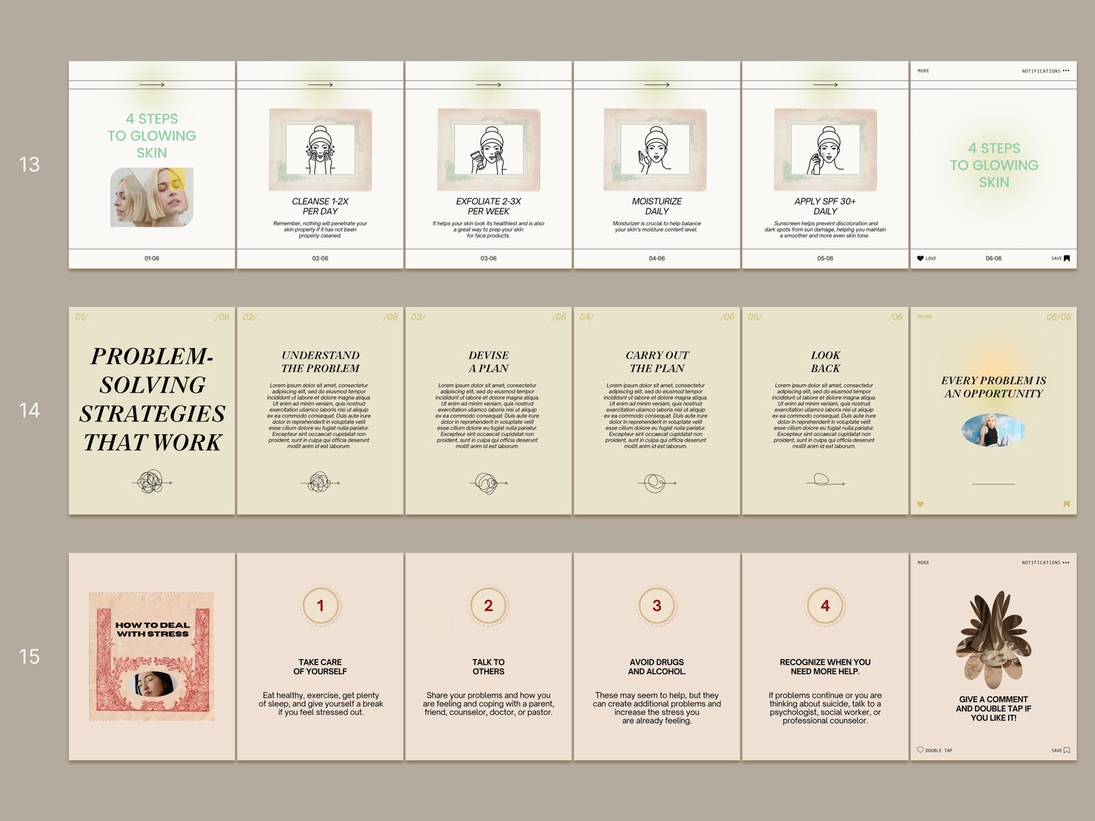 Instagram Carousel Posts for Canva. Social Media Templates for | Etsy