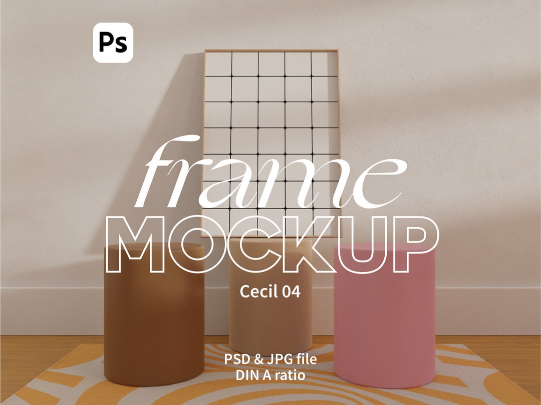 Frame Mockup Light Wood A2. Poster Mockup PSD. Contemporary Living Room ...