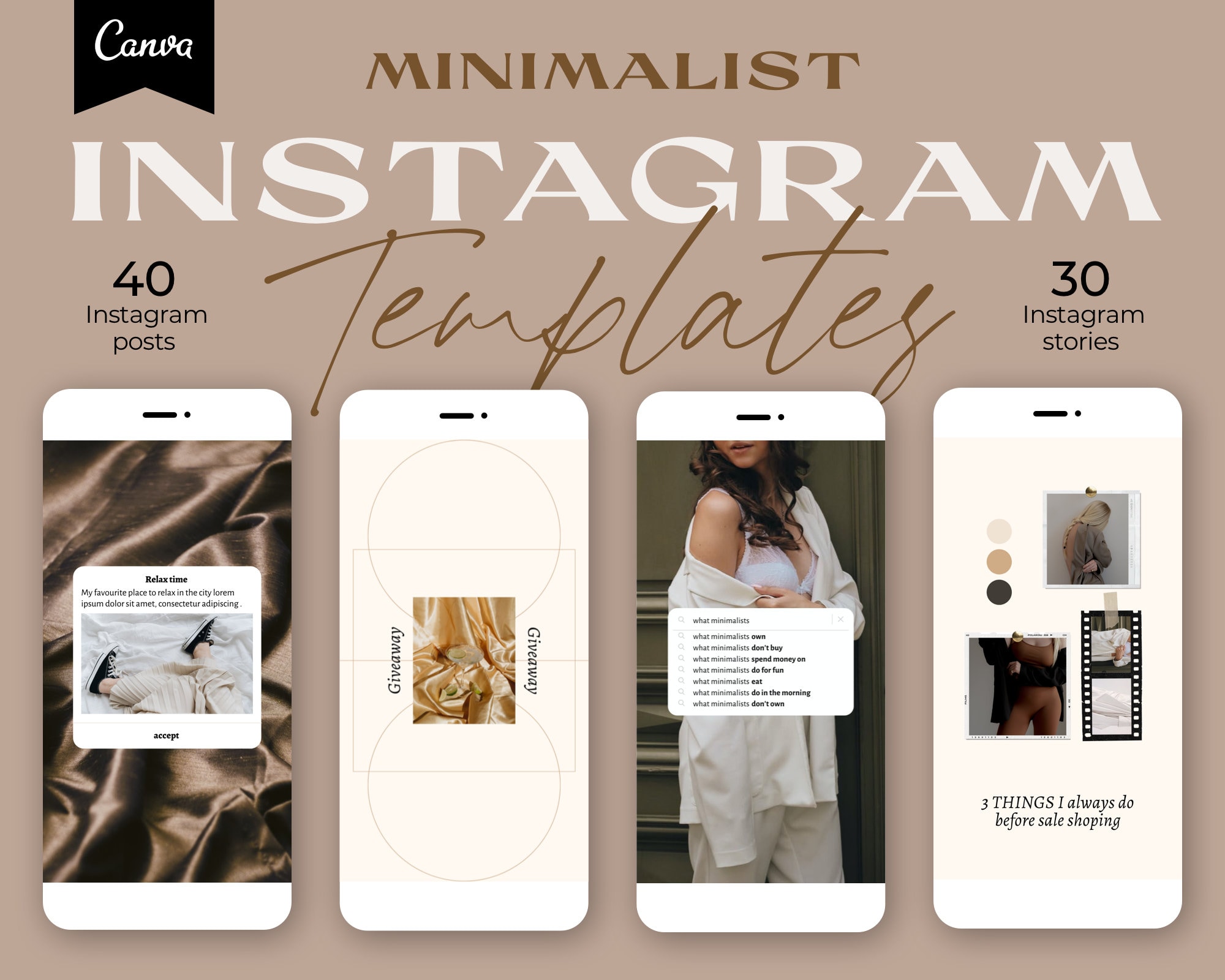 70 Instagram Templates. Minimalist Instagram Story Template. | Etsy