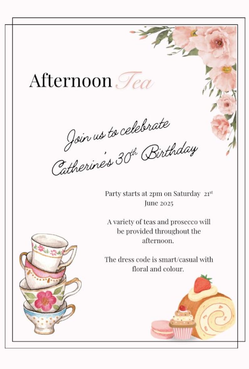 Afternoon Tea Invitation - Etsy