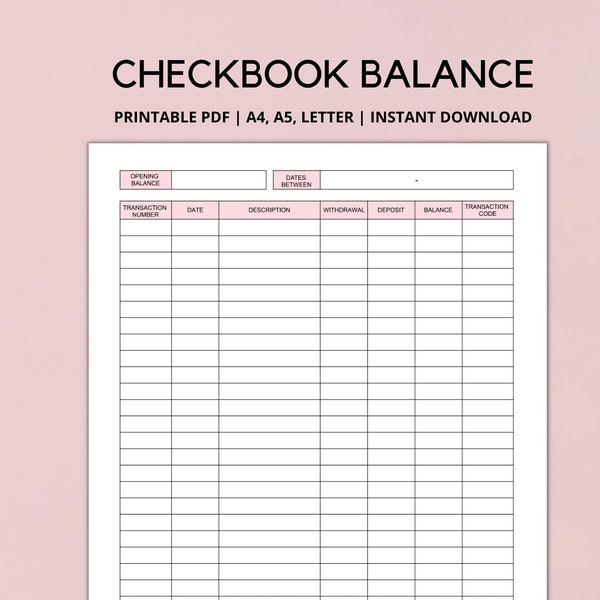 Checkbook Register - Etsy
