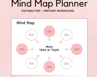 Printable Mind Map Planner, Idea Board, Mind Map Template, Brainstorm Map, Action Plan, Mind Map ...