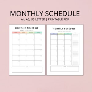 Homeschool Monthly Schedule Printable, Homeschool Planner PDF, Monthly ...