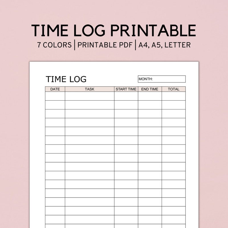Printable Time Log - Etsy