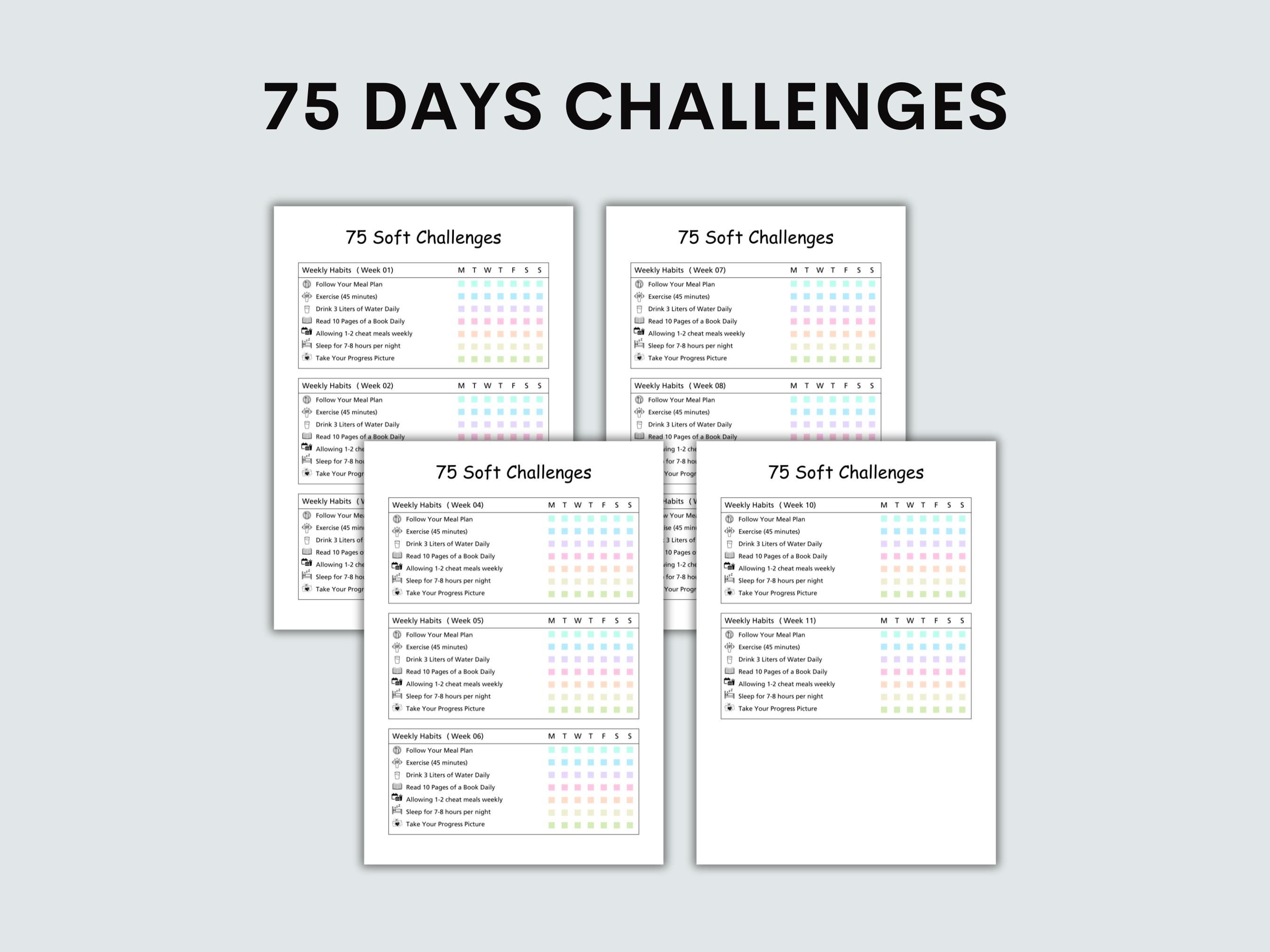 75 Soft Challenge Tracker Printable, 75 Day Challenge Printable, 75 ...