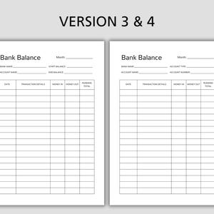 Bank Balance Sheet Printable, Budget Tracker Template, Personal Finance ...
