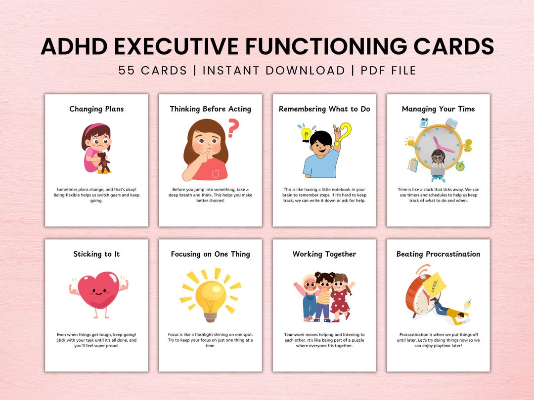 ADHD Executive Functioning Strategies Flashcards | Behavior Management ...