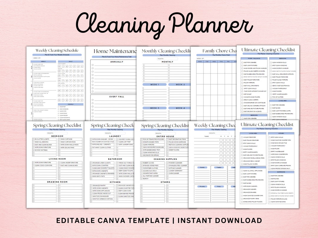 Ultimate Cleaning Checklist Editable, Weekly Cleaning Checklist ...
