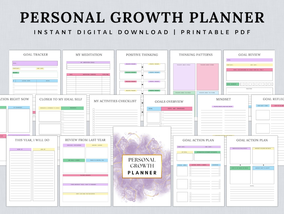 Personal Growth Planner Template, Personal Growth Workbook, Personal ...