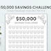50000 Savings Challenge Printable, 100 Envelope Challenge Printable ...