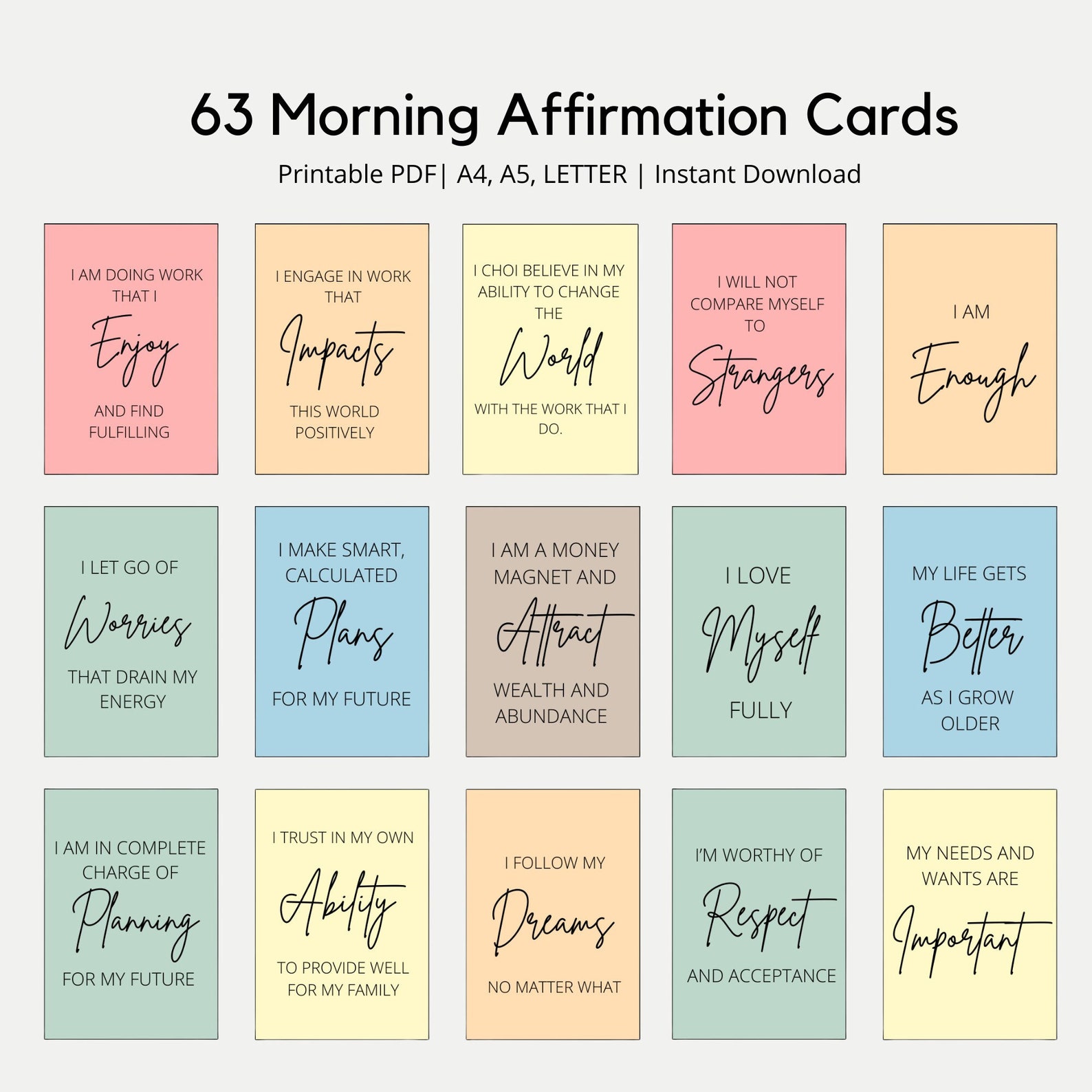 63 Rainbow Affirmation Cards Printable Affirmation Cards - Etsy UK