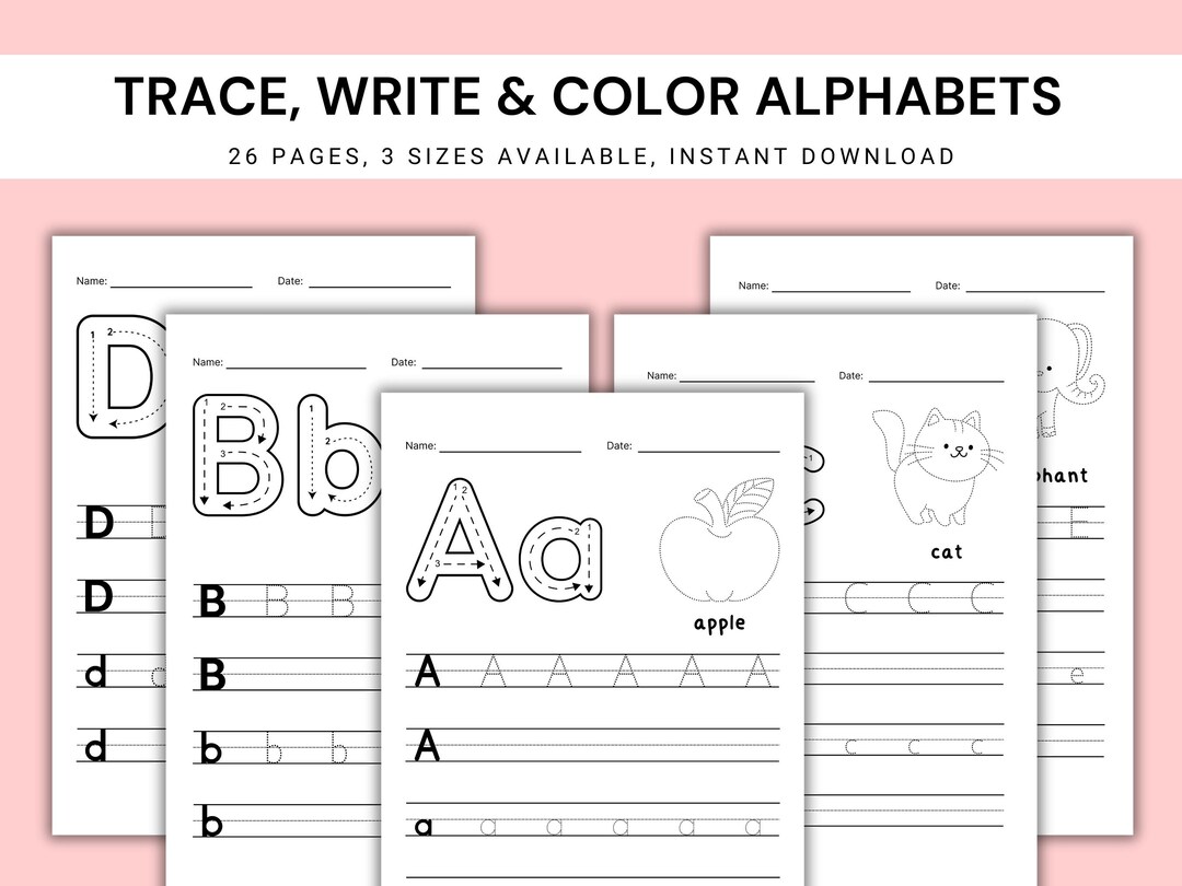 Alphabet Tracing Worksheets Printable, Uppercase and Lowercase Letters ...