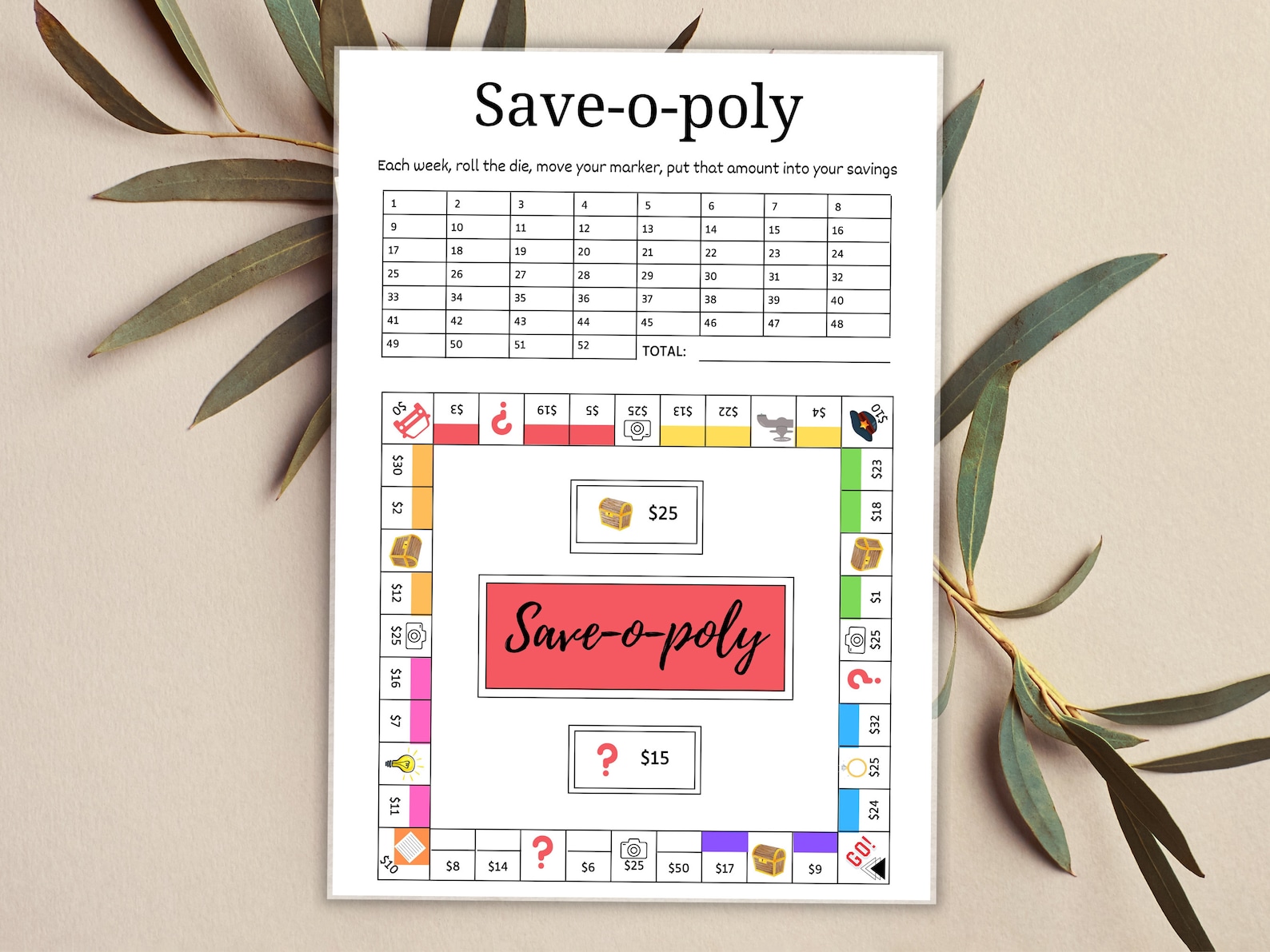 Saveopoly Savings Challenge Printable, Money Savings Challenge, Digital ...