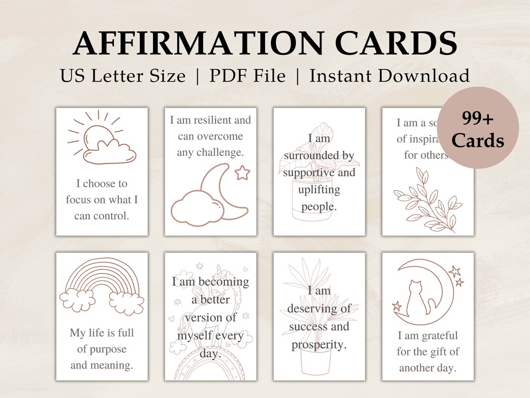 Daily Affirmation Cards Printable, Affirmation Cards Digital, Vision ...