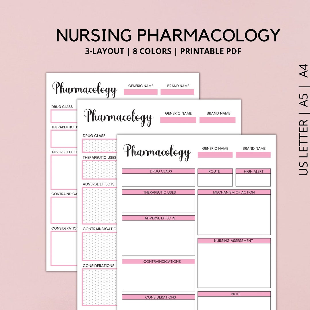 Nursing Pharmacology Template, Nursing Study Guide, Student Nurse ...