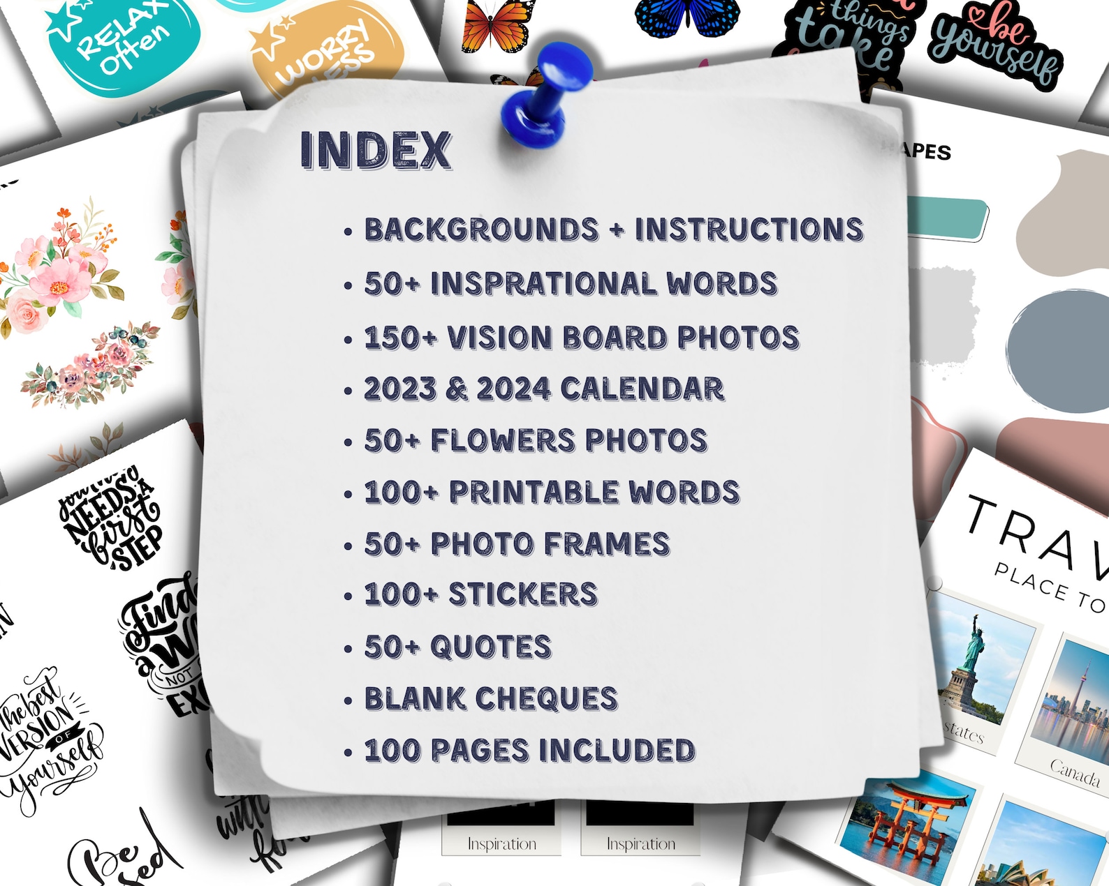 2023 Vision Board Template, Vision Board Kit 2023, Vision Board With ...