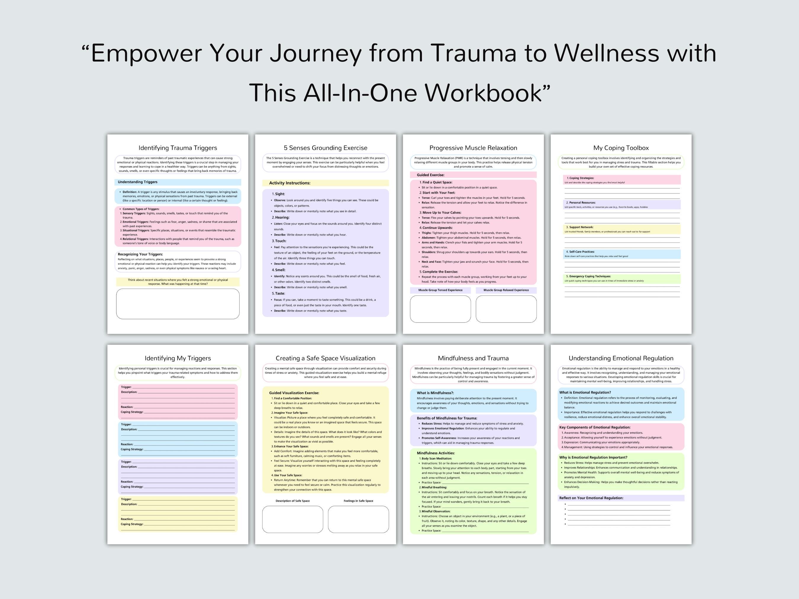 Trauma Therapy Worksheet for Adults, Trauma Worksheets, Crisis Therapy ...