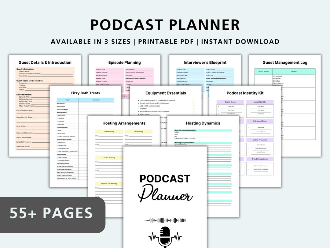 Editable Podcast Planner BUNDLE Pack. Podcast Template Content Calendar ...