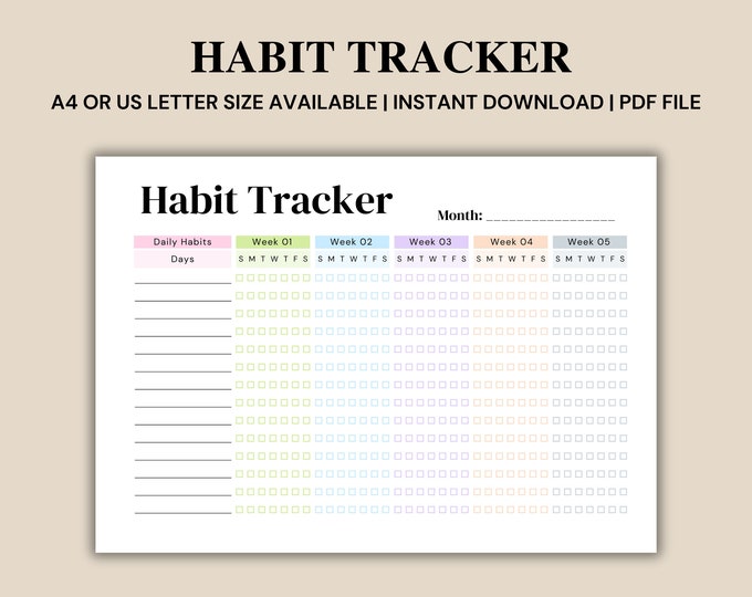 Monthly Habit Tracker Printable: Mandala Goal Planner (canva PDF ...