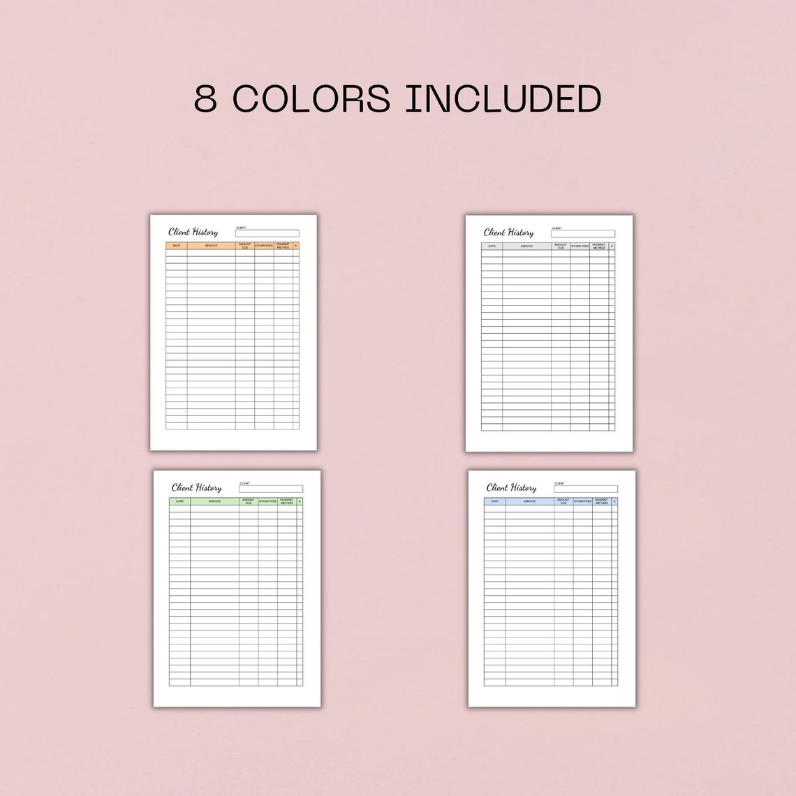 Client History Tracker Printable Client Tracker Payment Log - Etsy