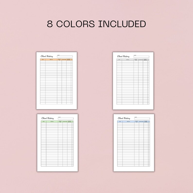 Client History Tracker Printable, Client Tracker, Payment Log, Payment ...