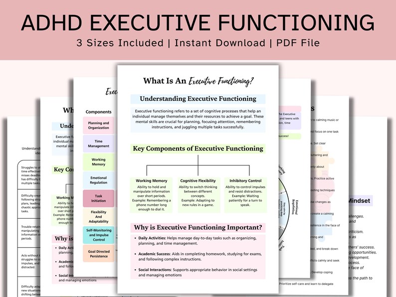 ADHD Executive Functioning Worksheets, Printable Planner for Focus ...