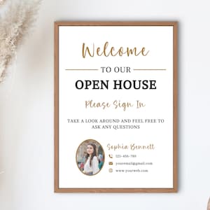 Editable Open House Welcome Sign: Canva Template (8.5" X 11") - Etsy