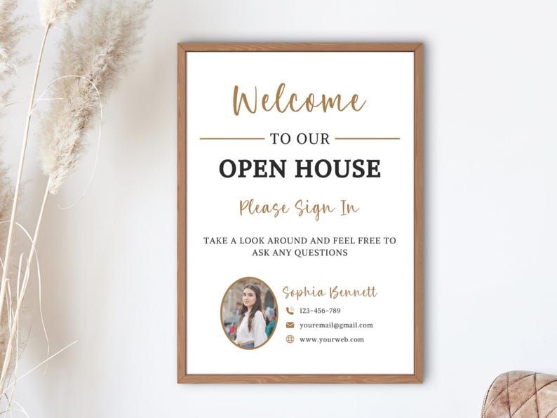 Editable Open House Welcome Sign: Canva Template (8.5" X 11") - Etsy