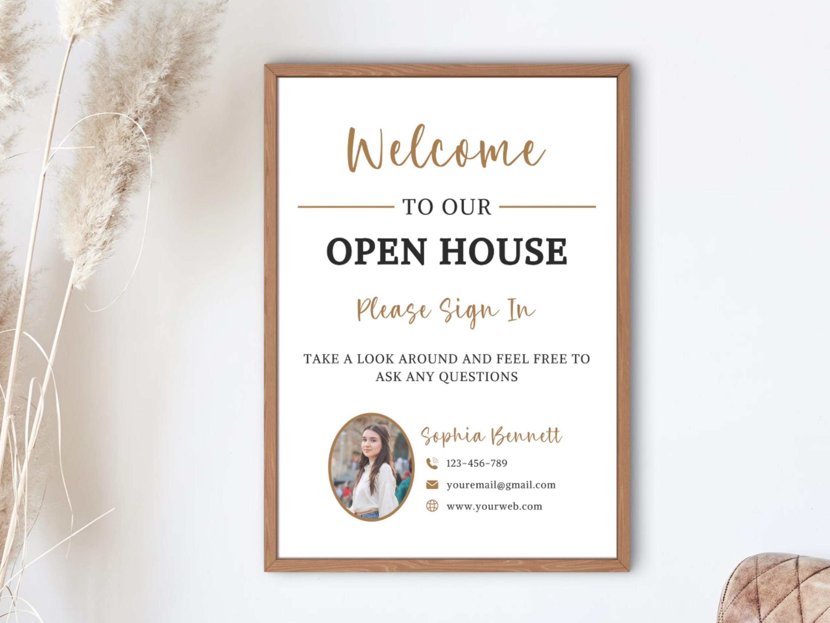 Editable Open House Welcome Sign: Canva Template (8.5" X 11") - Etsy