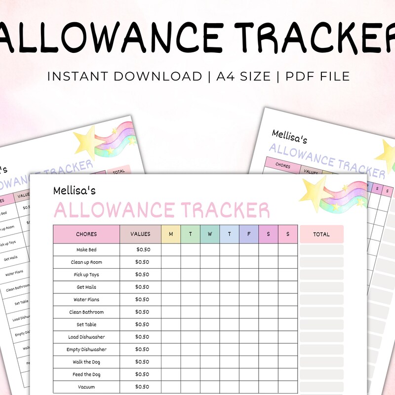 Allowance Chart - Etsy