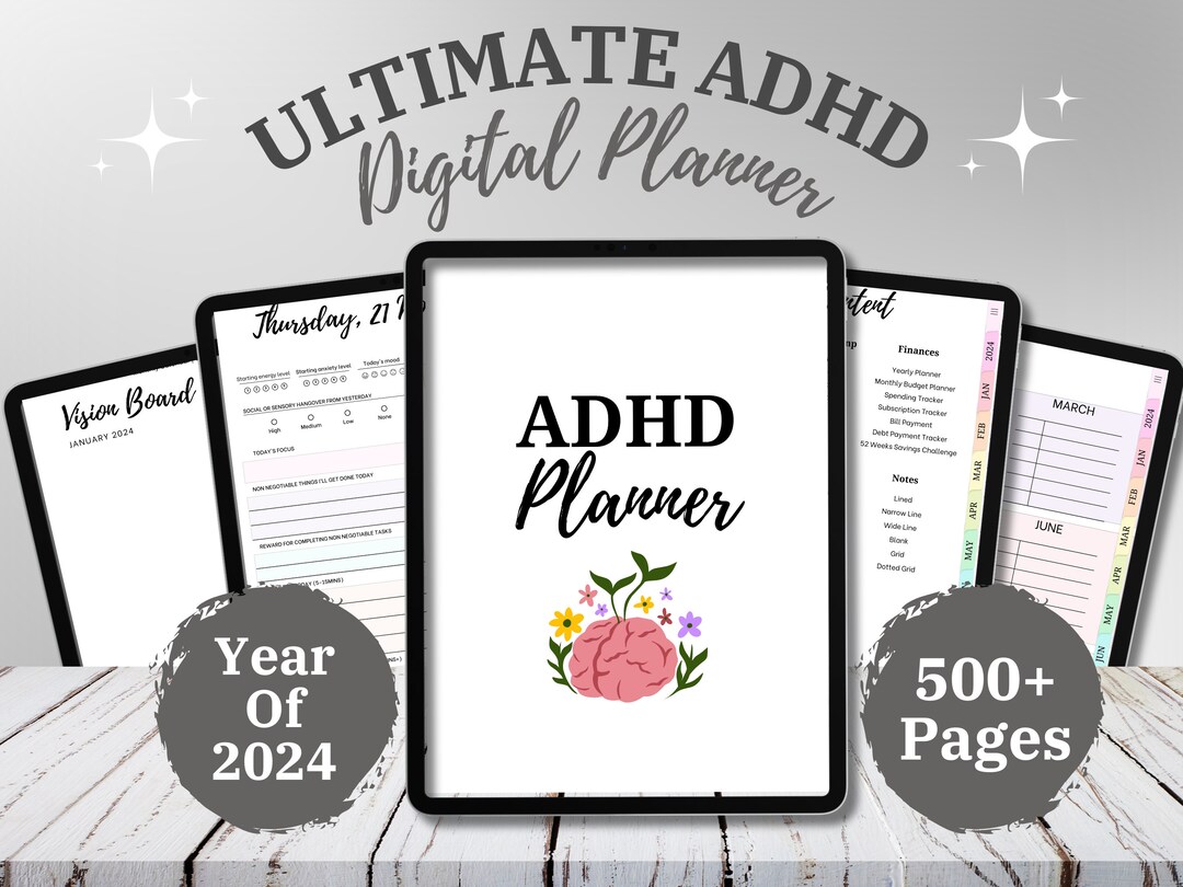 2024 Adhd Planner Adult, ADHD Digital Planner, Dated Digital Planner ...