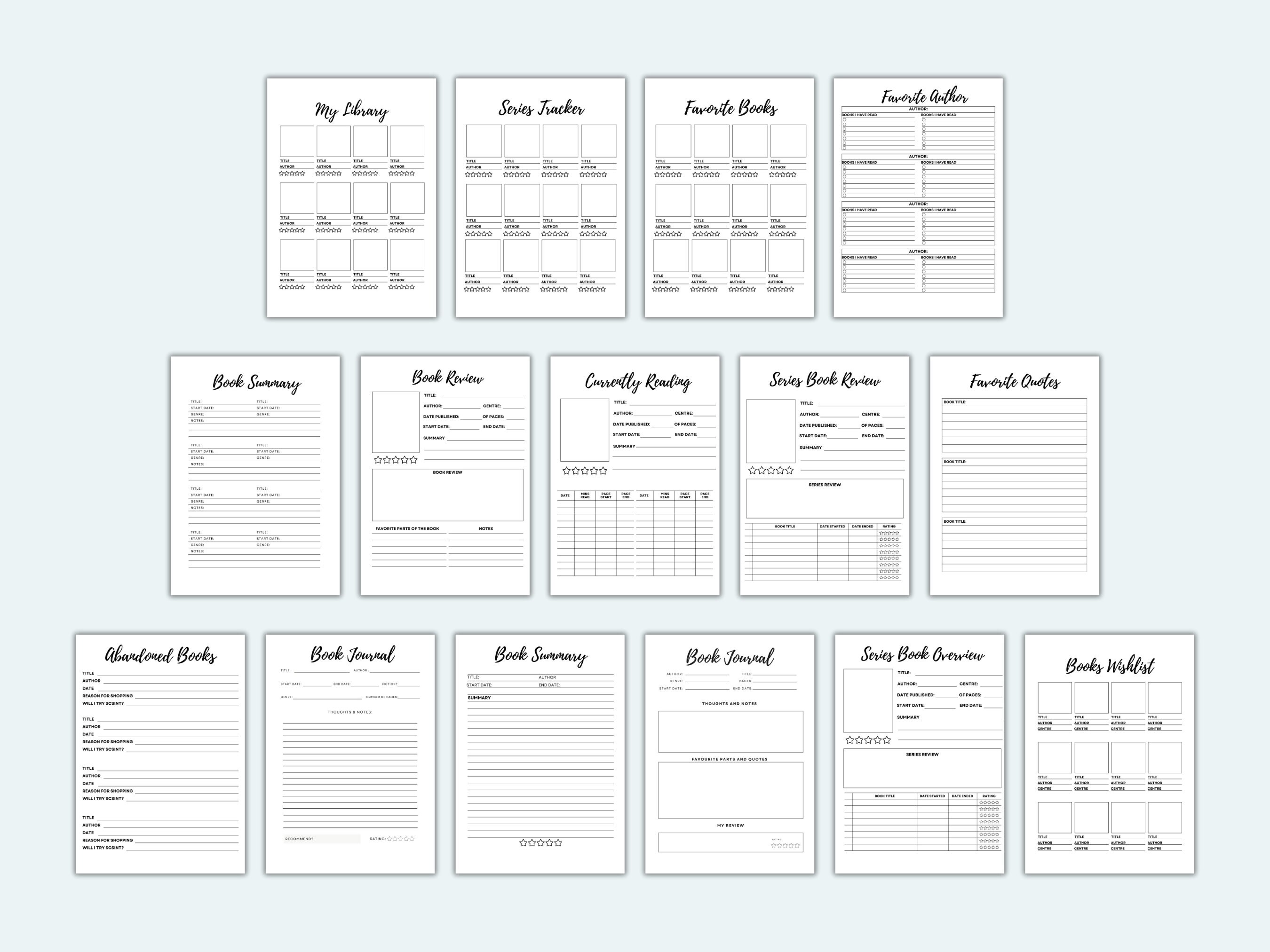 Reading Journal Printable, Book Reading Planner Bundle, Printable ...