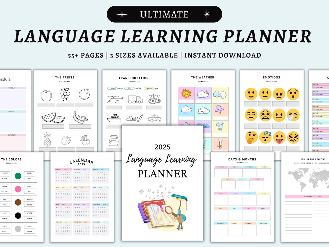 Language Learning Planner 2025 Printable, Vocabulary Builder, Daily ...