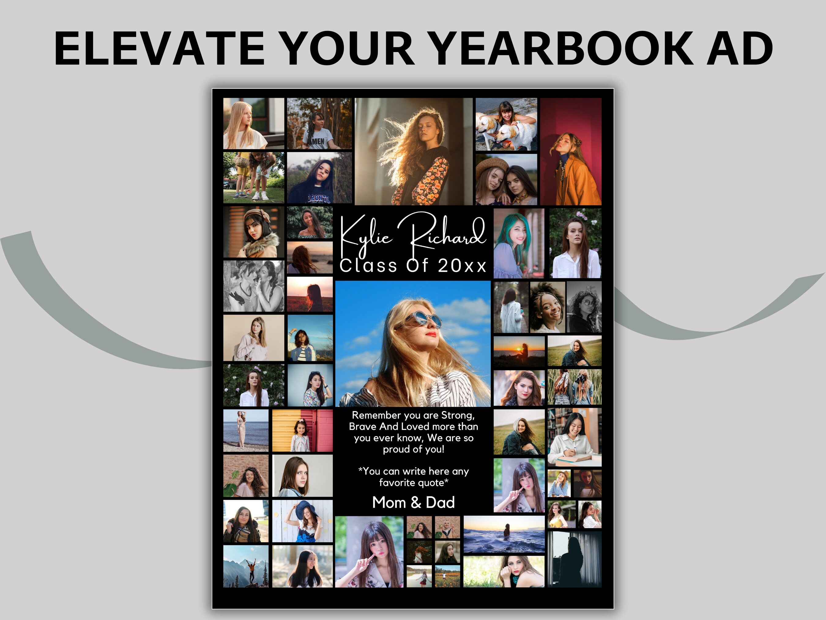 Full Page Graduation Ad Yearbook, Custom Yearbook Template, Editable ...