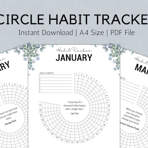 Circle Daily Habit Tracker PDF, Habit Track Printable, Routine Tracking ...