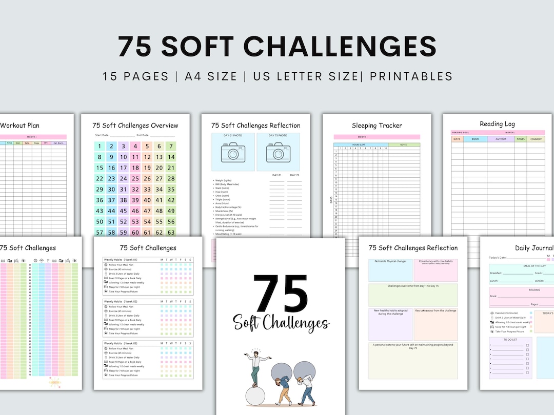 75 Soft Challenge Tracker Printable, 75 Day Challenge Printable, 75 ...