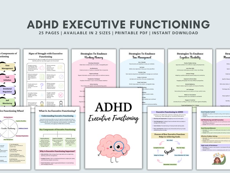 ADHD Executive Functioning Worksheets: Coping Skills, Therapy Tools ...