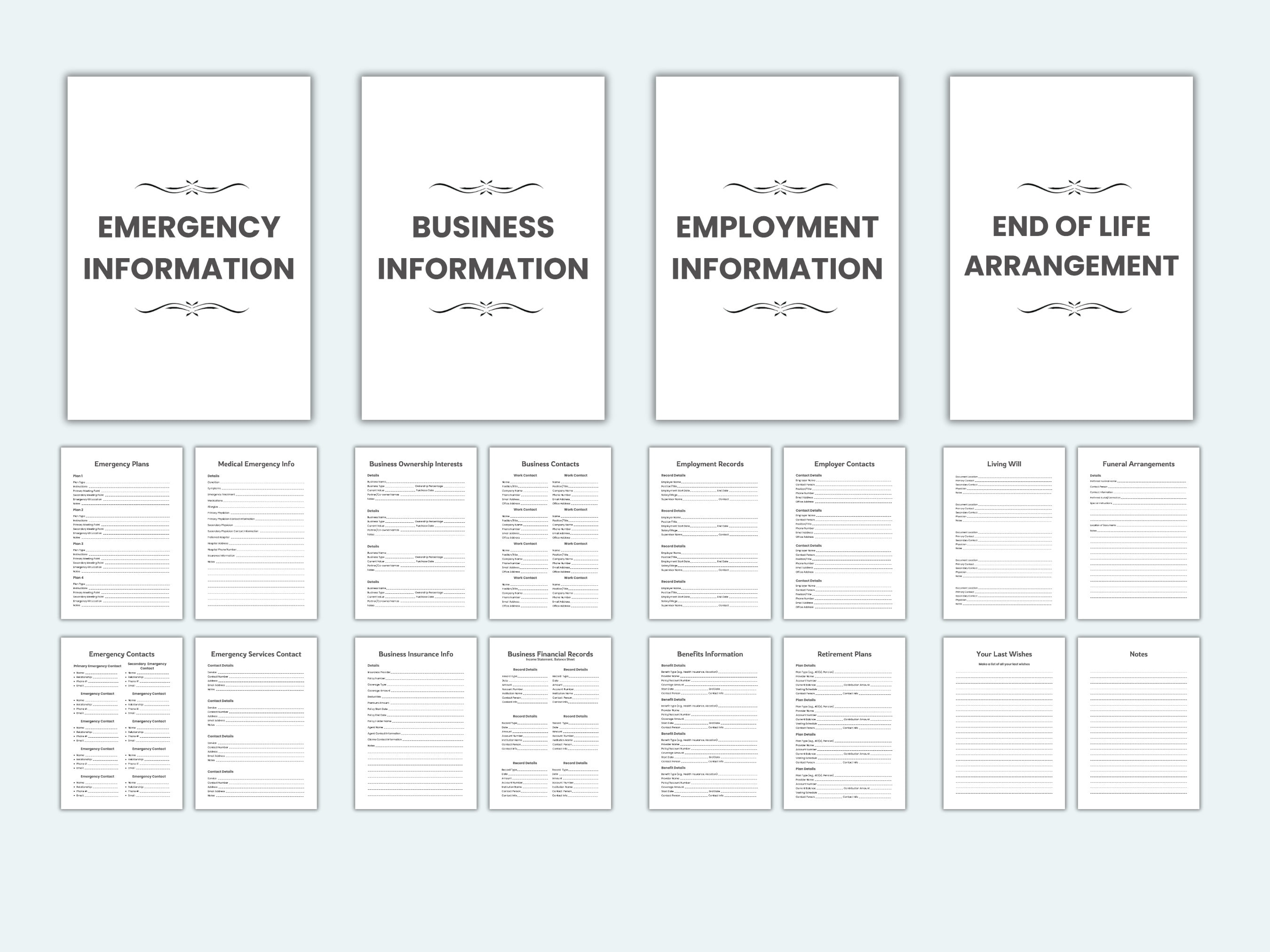 End of Life Planner Printable, Emergency Binder Printable, Beneficiary ...