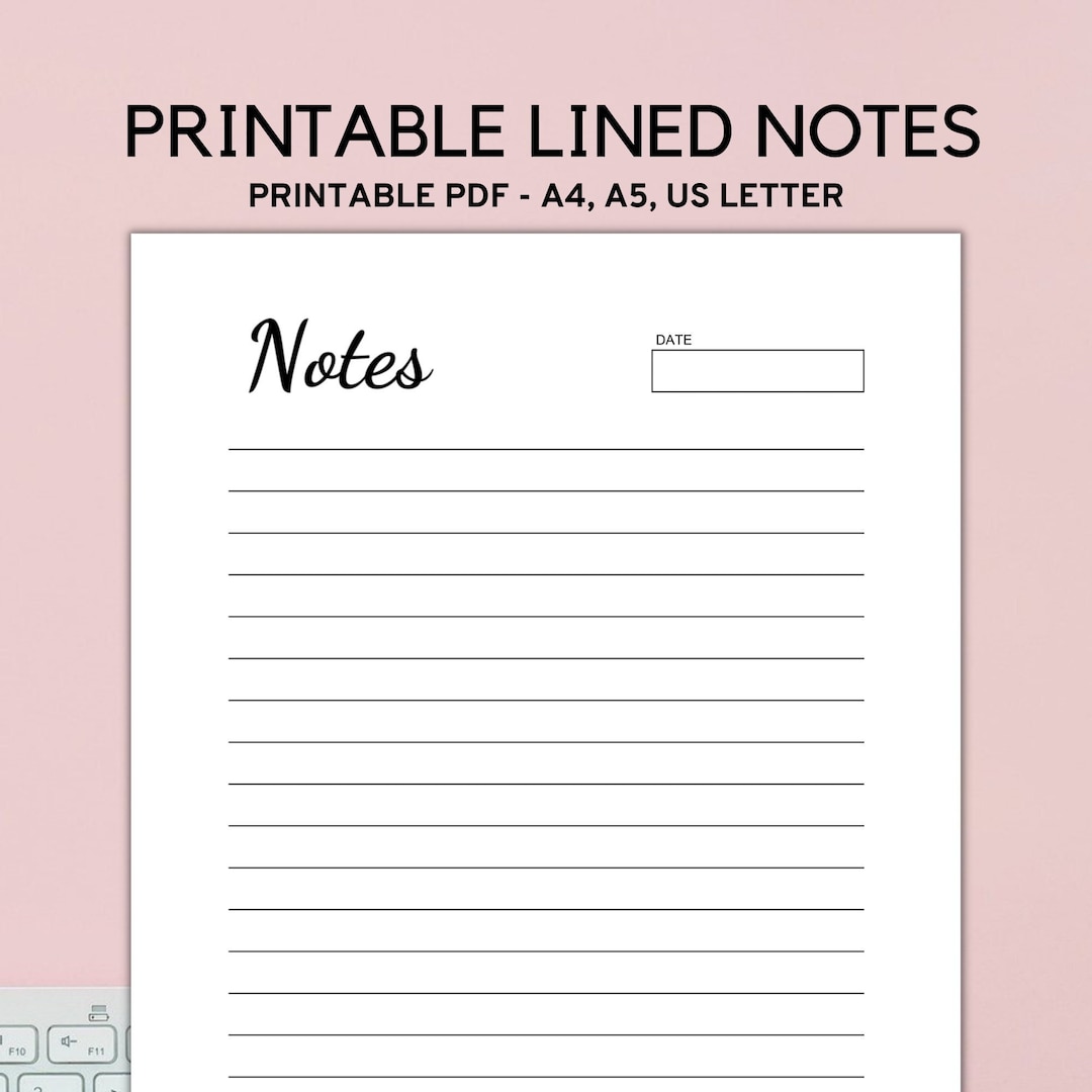 Minimalist Lined Notes Page Printable, Writing Paper, Journal Pages ...