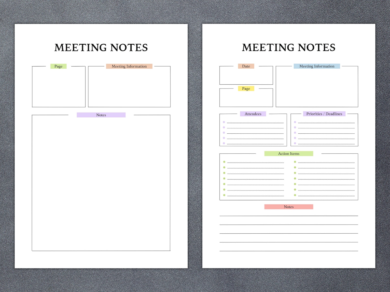 Editable Meeting Notes Template Meeting Notes Printable - Etsy