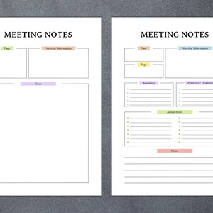 Editable Meeting Notes Template, Meeting Notes Printable, Meeting ...