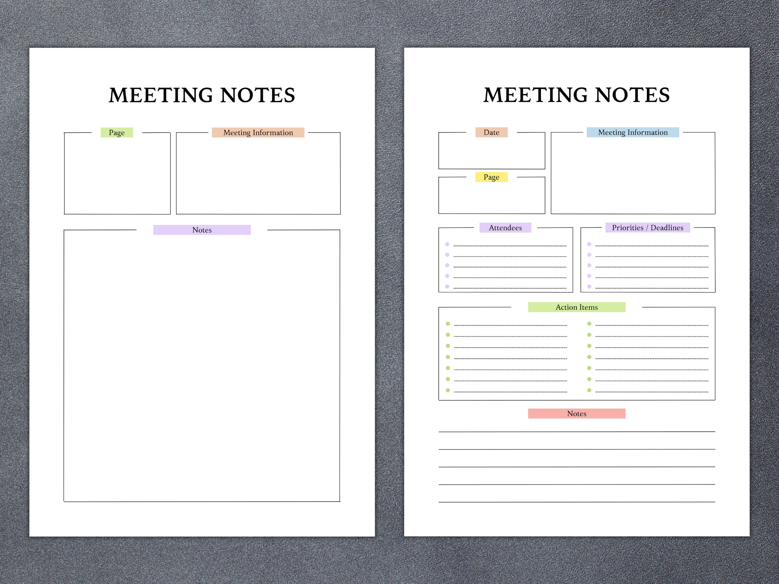 Editable Meeting Notes Template Meeting Notes Printable - Etsy