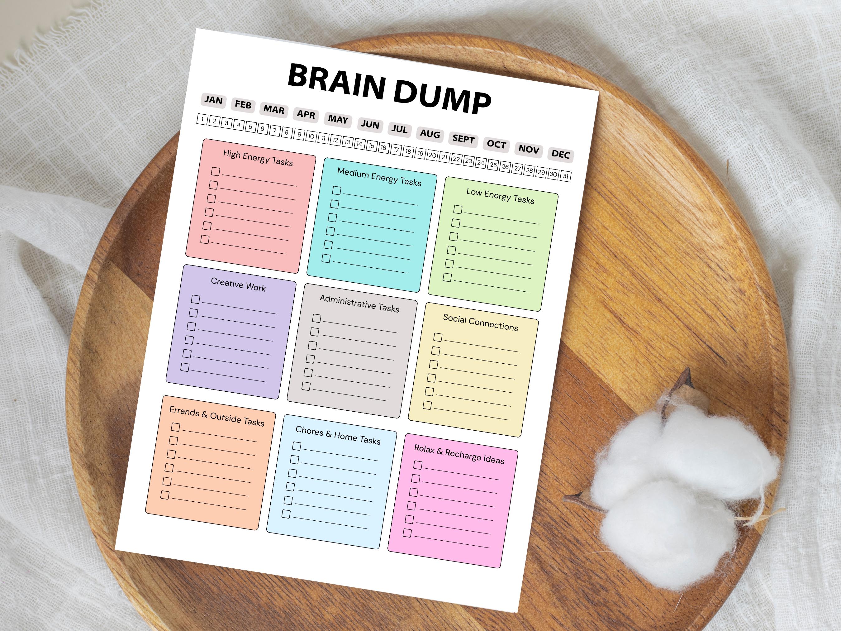 ADHD Brain Dump Printable Planner: Task & Focus Organizer (PDF Download ...