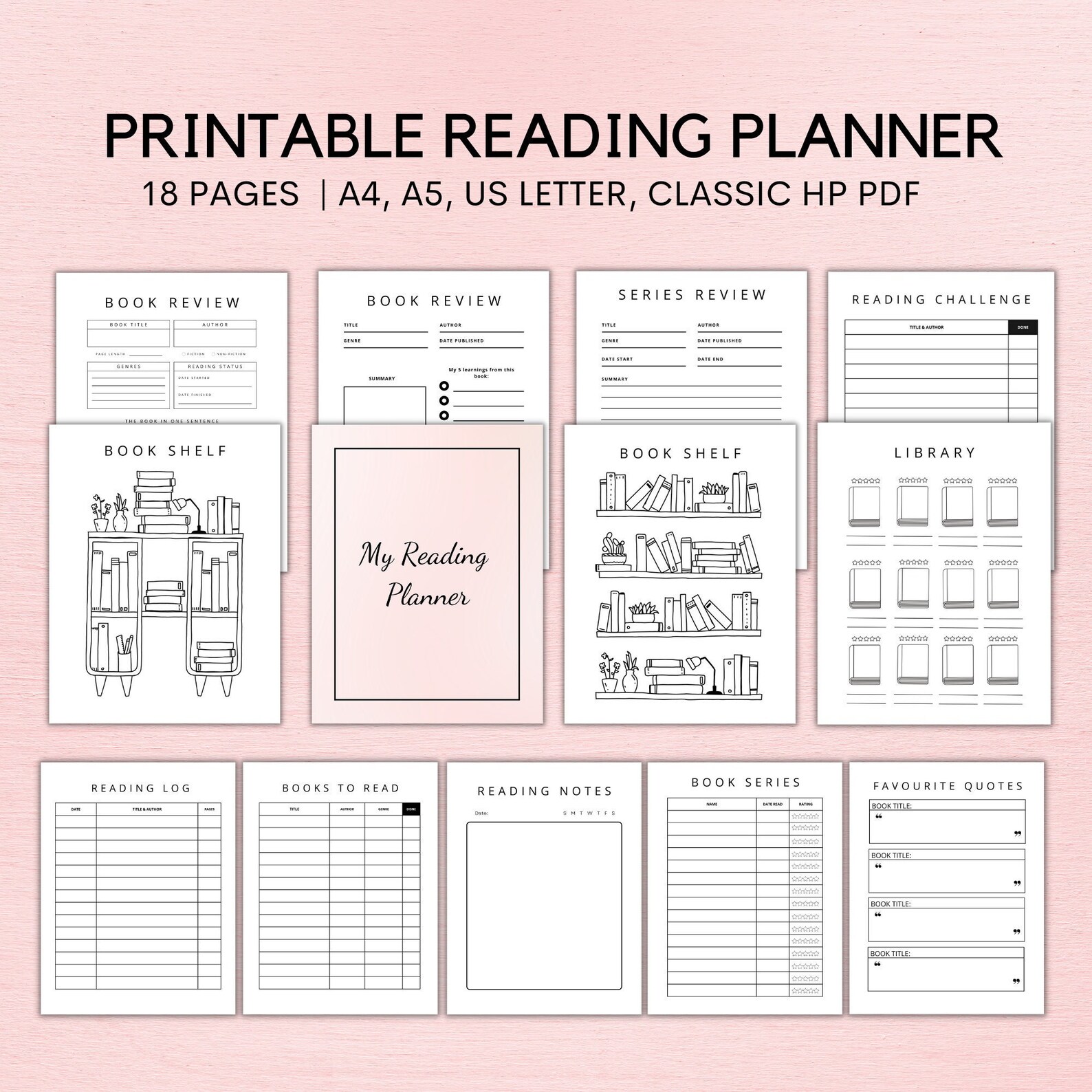 Reading Journal Printable Reading Tracker Reading Log - Etsy