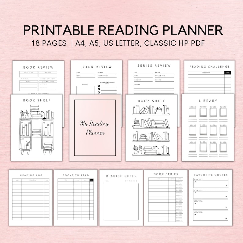 Reading Journal Printable Reading Tracker Reading Log - Etsy