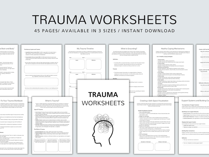 Trauma Therapy Worksheet for Adults, Trauma Worksheets, Crisis Therapy ...