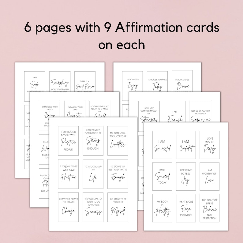 63 Affirmation Cards Printable Affirmation Cards Digital Etsy