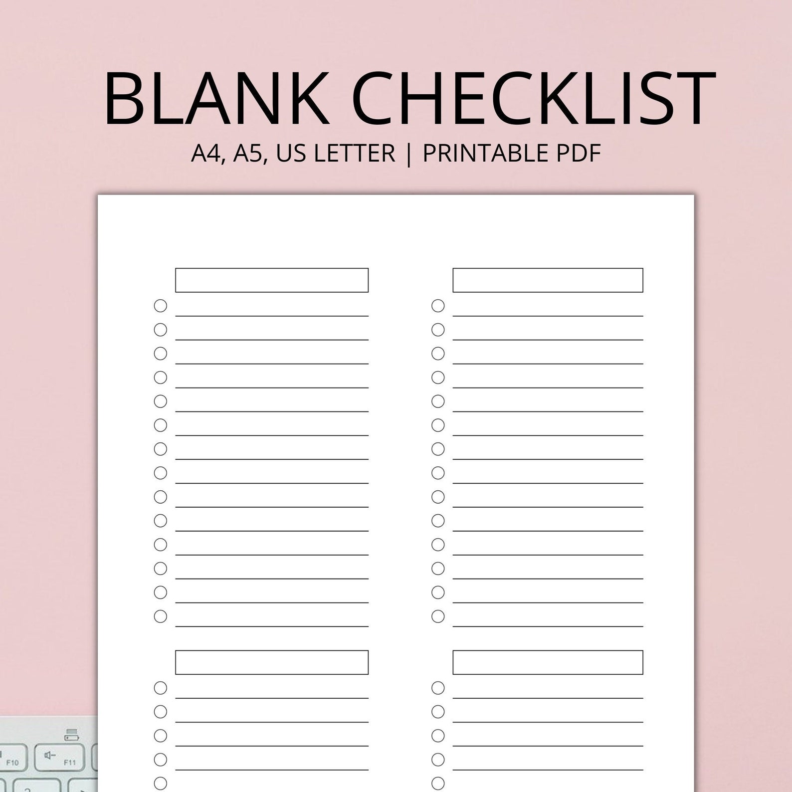 Blank Checklist Planner Printable Checklist Planner Refill - Etsy