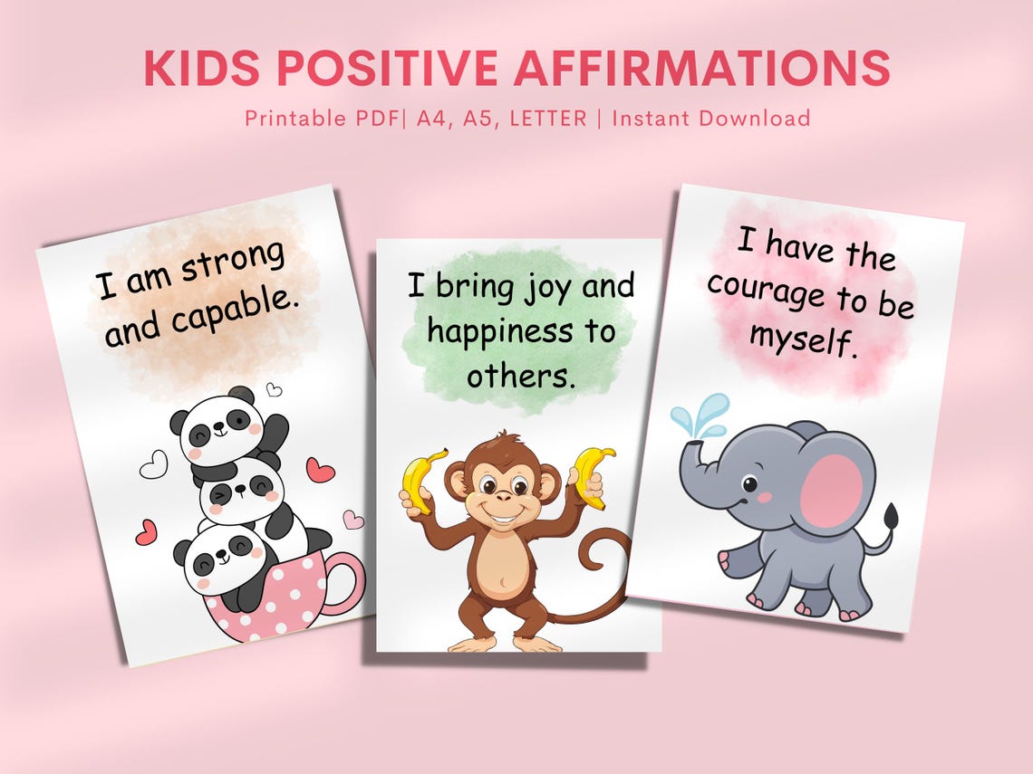 36 Affirmation Cards for Kids, Positive Affirmations Printable | Growth ...