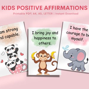 36 Affirmation Cards for Kids, Positive Affirmations Printable | Growth ...